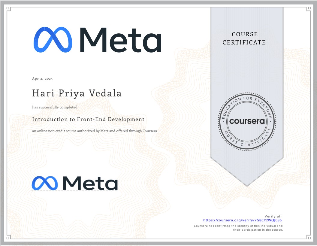 Hari Priya Portfolio